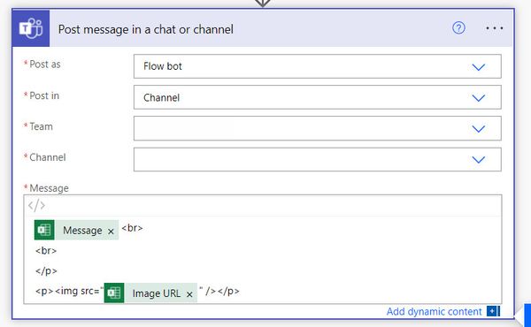 Microsoft Flow/Power Automate: Post to Teams channel